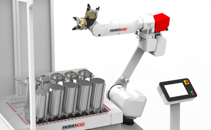 Solución total compacta para la carga y descarga de torno CNC Robojob ...