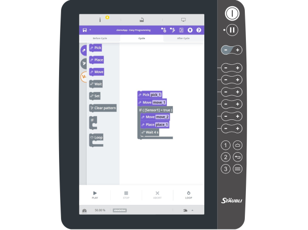 Interfaz gráfica basada en bloques VAL Blocks para robots industriales ...